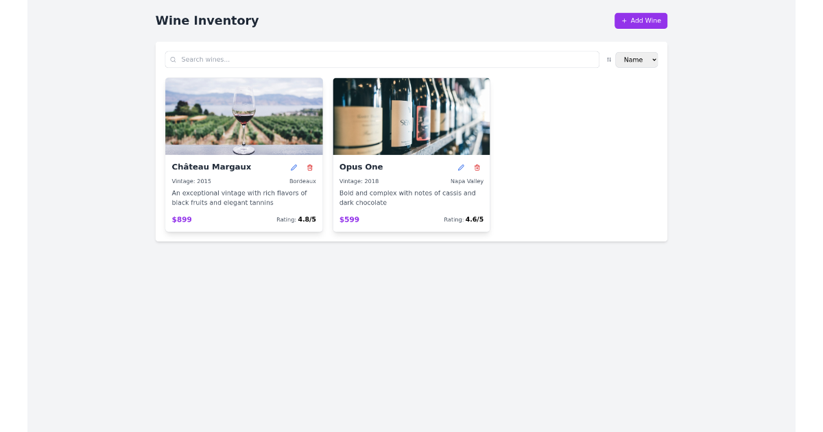 Wine Inventory - Free React, Tailwind Component