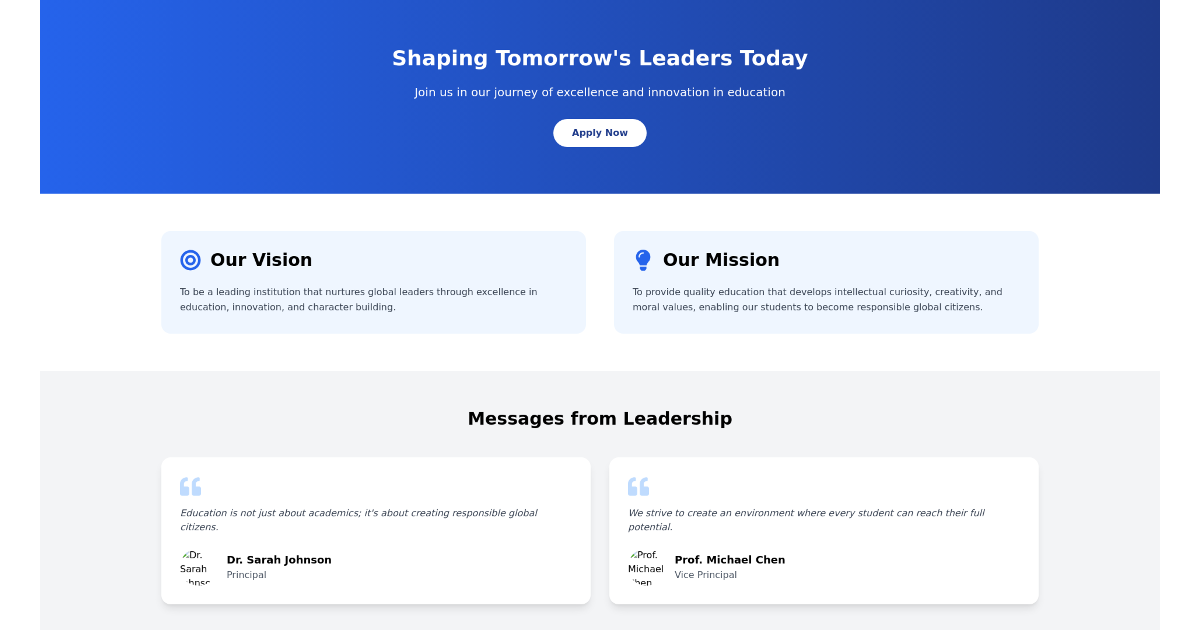 School Website - Free React, Tailwind Component