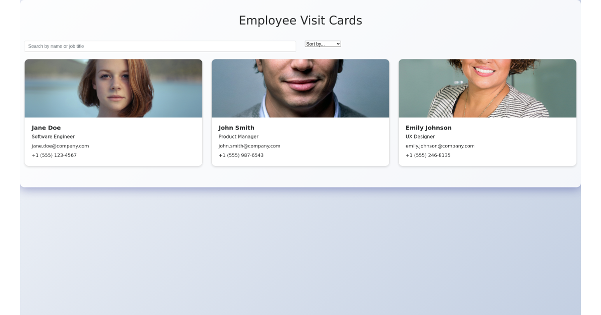 Employee Visit Cards - Free Html, Bootstrap Component