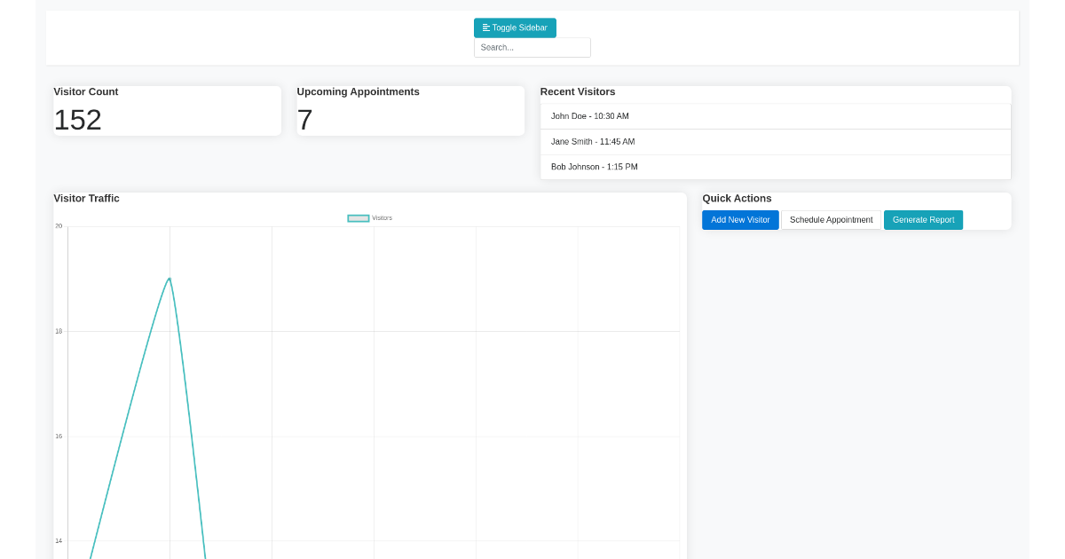 Visitor Management Dashboard - Free Html, Bootstrap Component