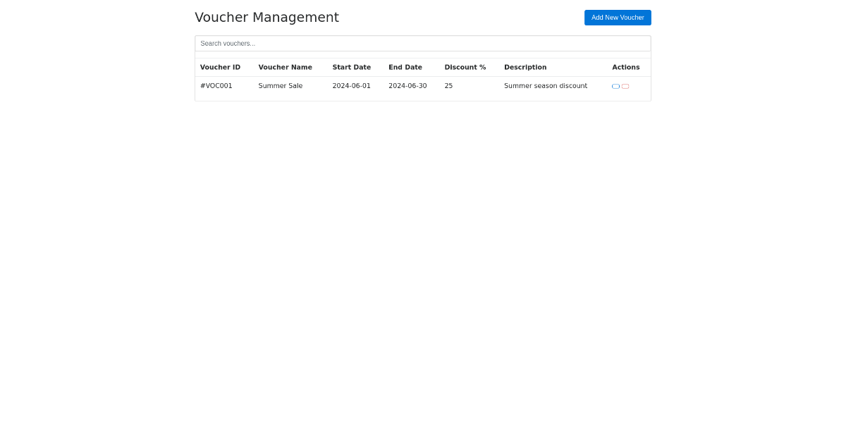 Voucher Management Interface - Free Html, Bootstrap Component