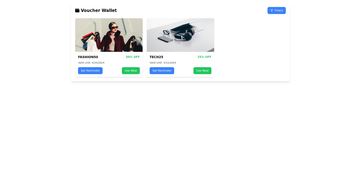 Voucher Wallet - Free React, Tailwind Component