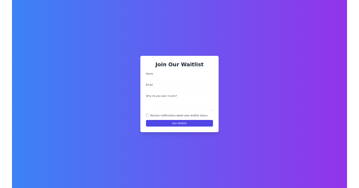 Waitlist Form - Free React, Tailwind Component