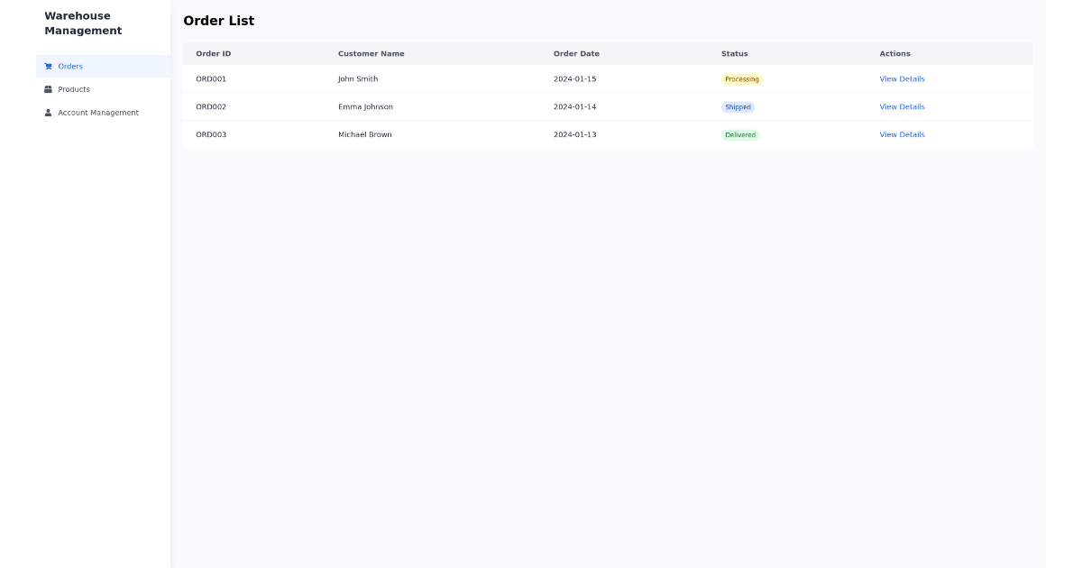 Dummy Orders - Free React, Tailwind Component