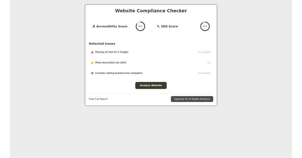 Website Compliance Checker - Free React, Tailwind Component