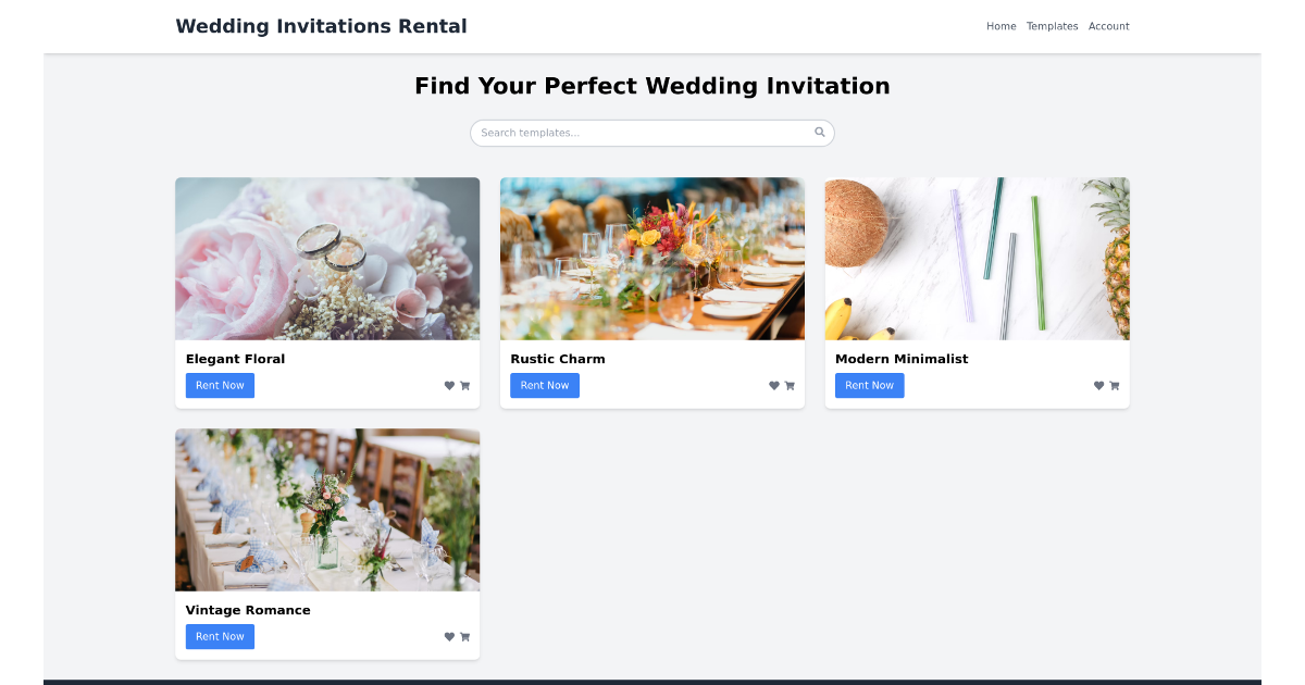 Wedding Invitation Rental Website - Free React, Tailwind Component