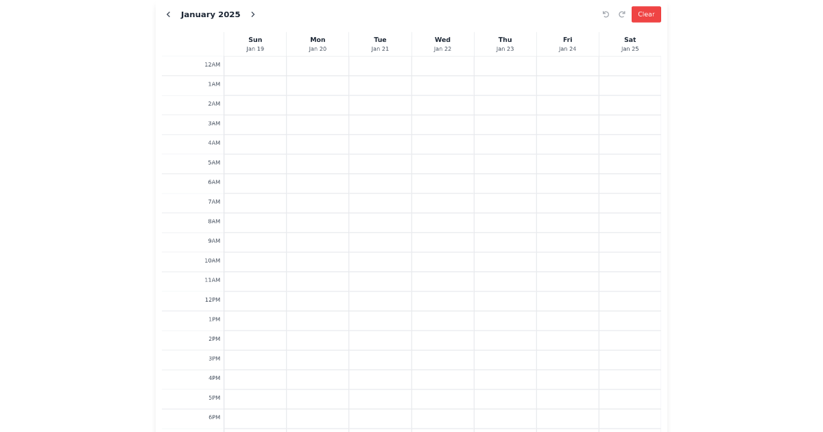 Weekly Scheduler - Free React, Tailwind Component