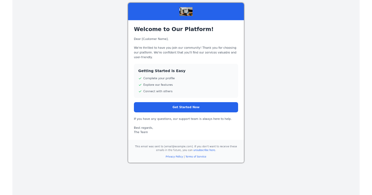 Welcome Email Template - Free Html, Tailwind Component