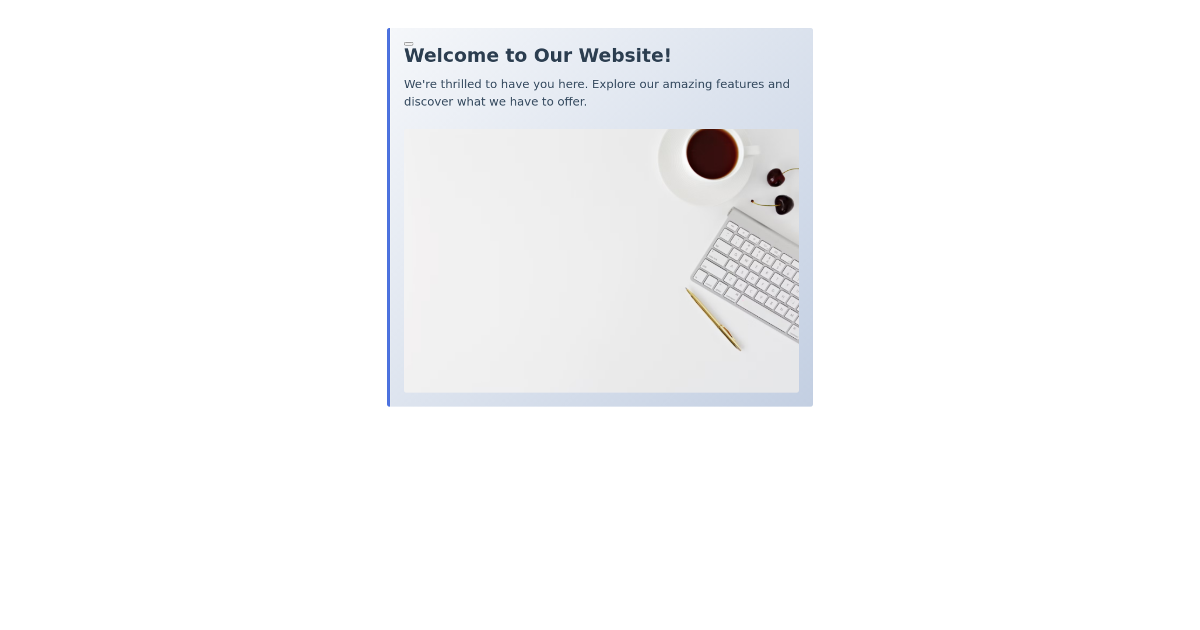 Welcome Message Component - Free Html, Bootstrap Component