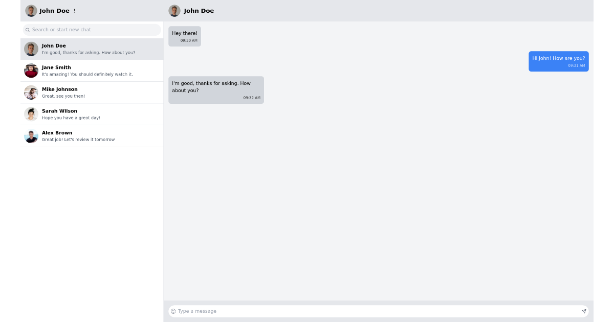 Chat Interface - Free React, Tailwind Component