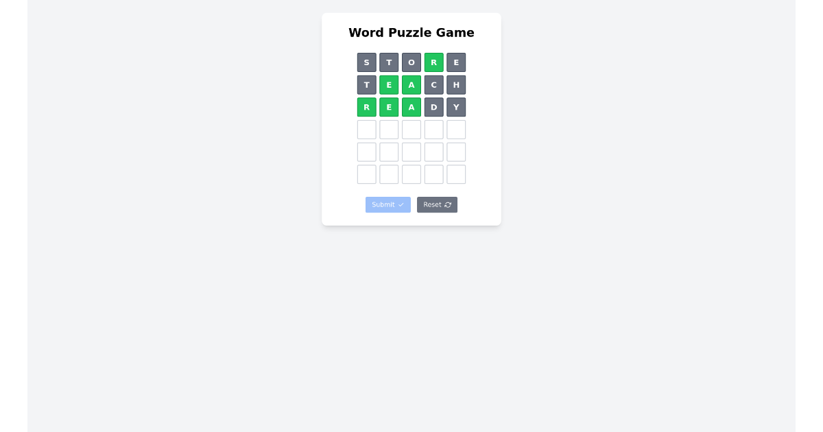 Word Puzzle Game - Free React, Tailwind Component