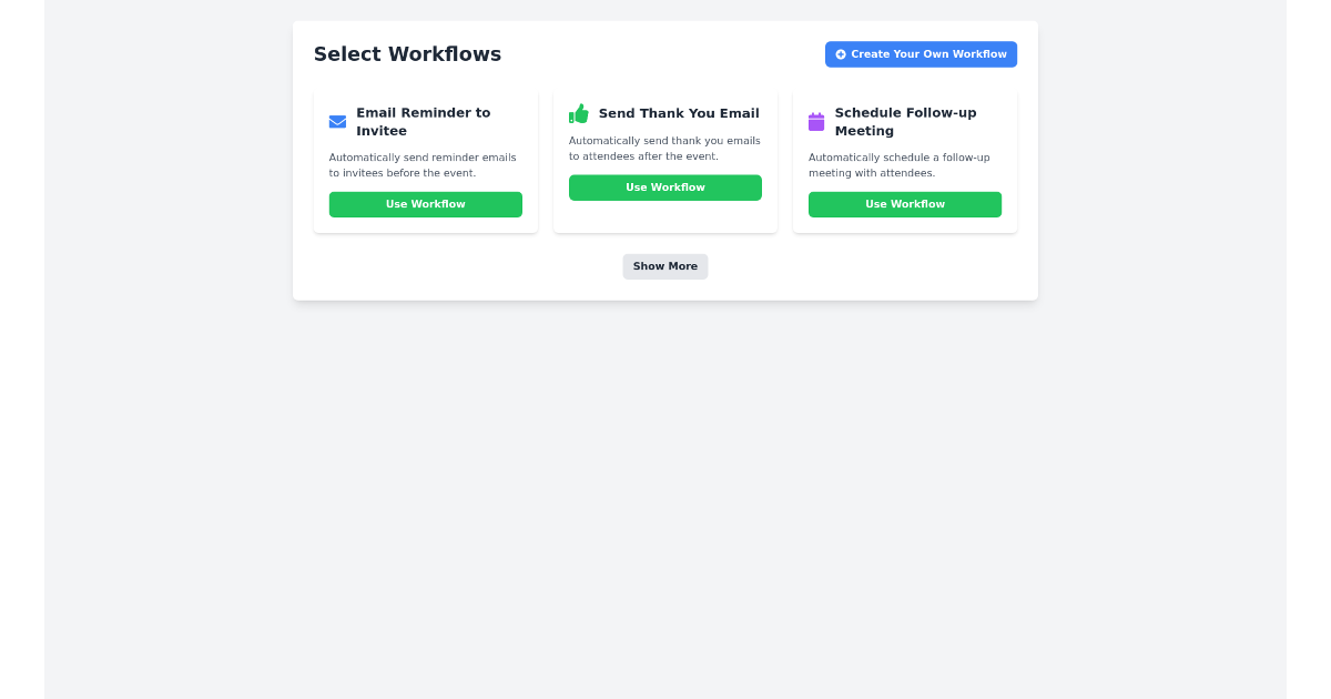 Workflow Selection - Free React, Tailwind Component