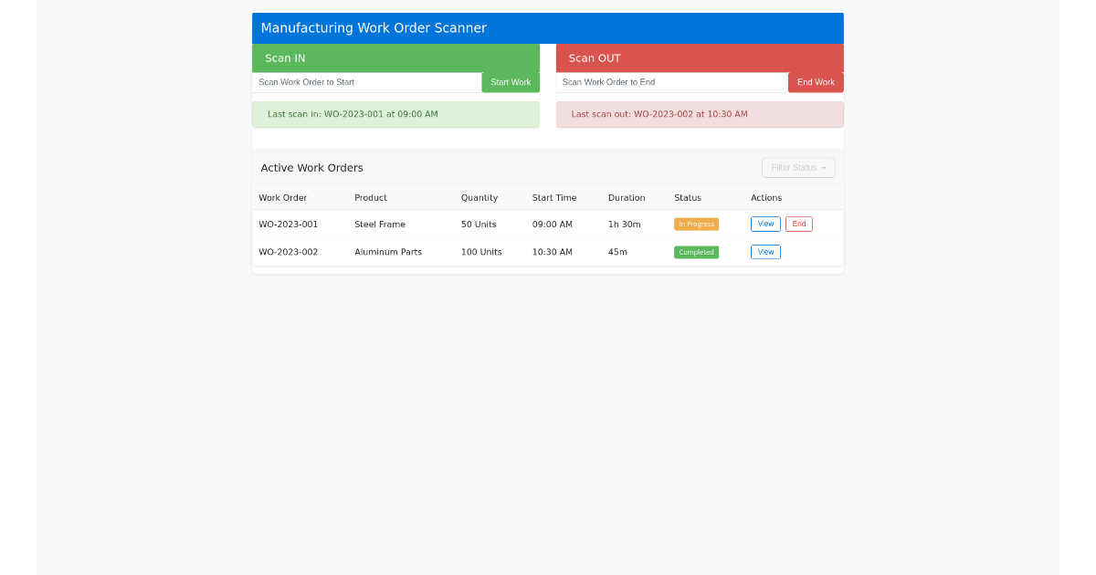 Work Order Scanner - Free Html, Bootstrap Component