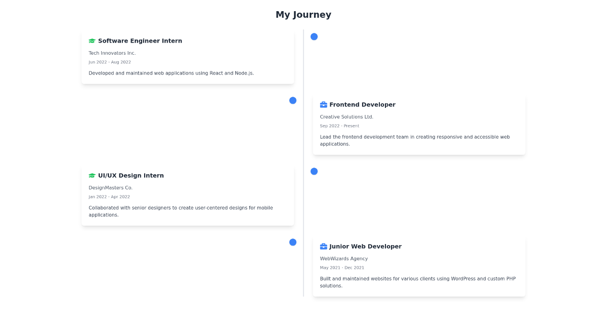 Work Internship Flow - Free React, Tailwind Component