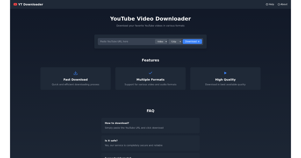 You Tube Downloader - Free React, Tailwind Component
