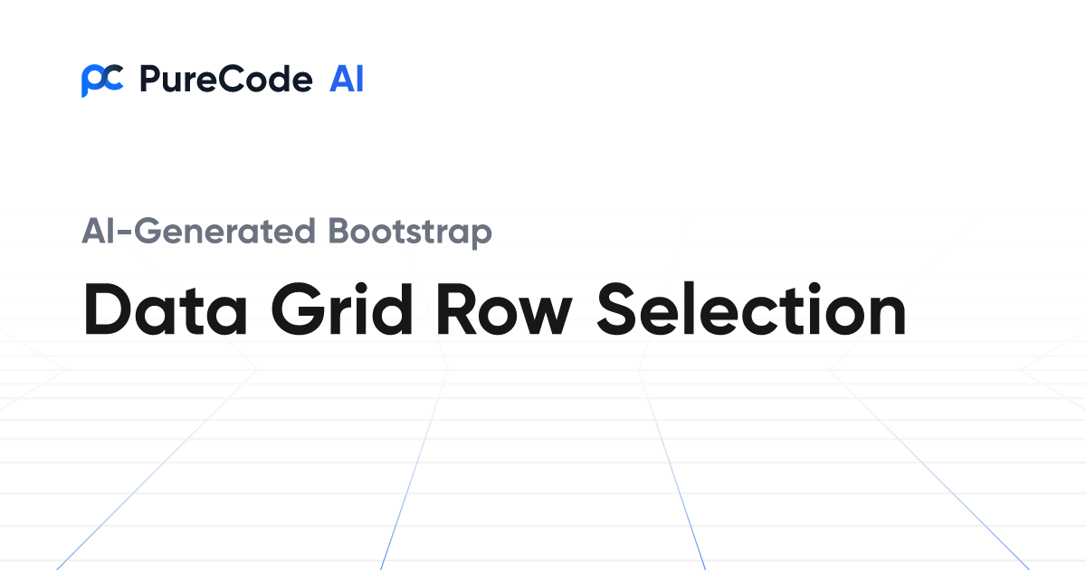 Bootstrap Data Grid Row Selection with PureCode